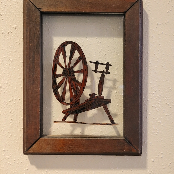 Wall Decor | Vintage Framed Reverse Painted Glass Spindle | Poshmark